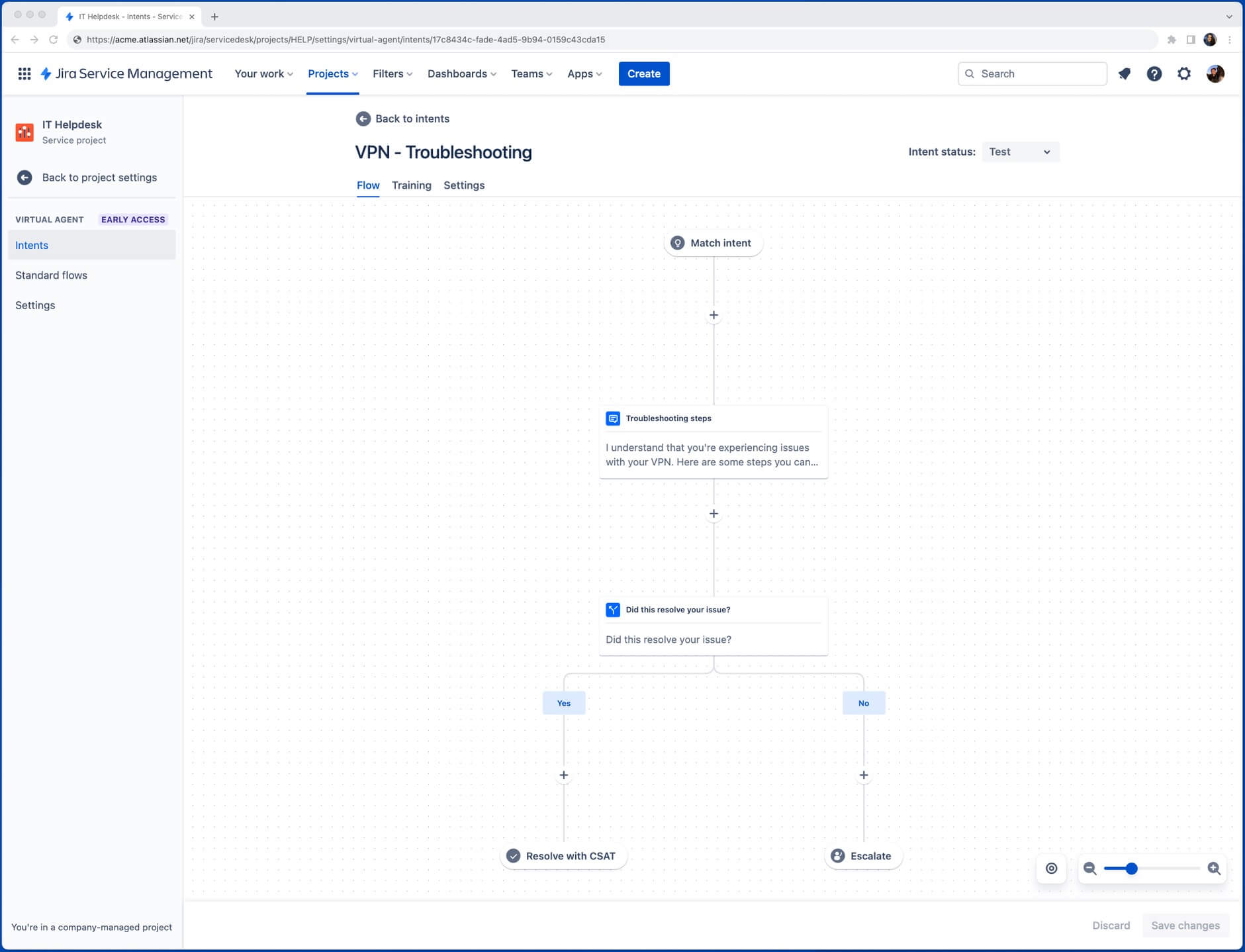 The Jira Service Management virtual agent Jira Service Management Cloud