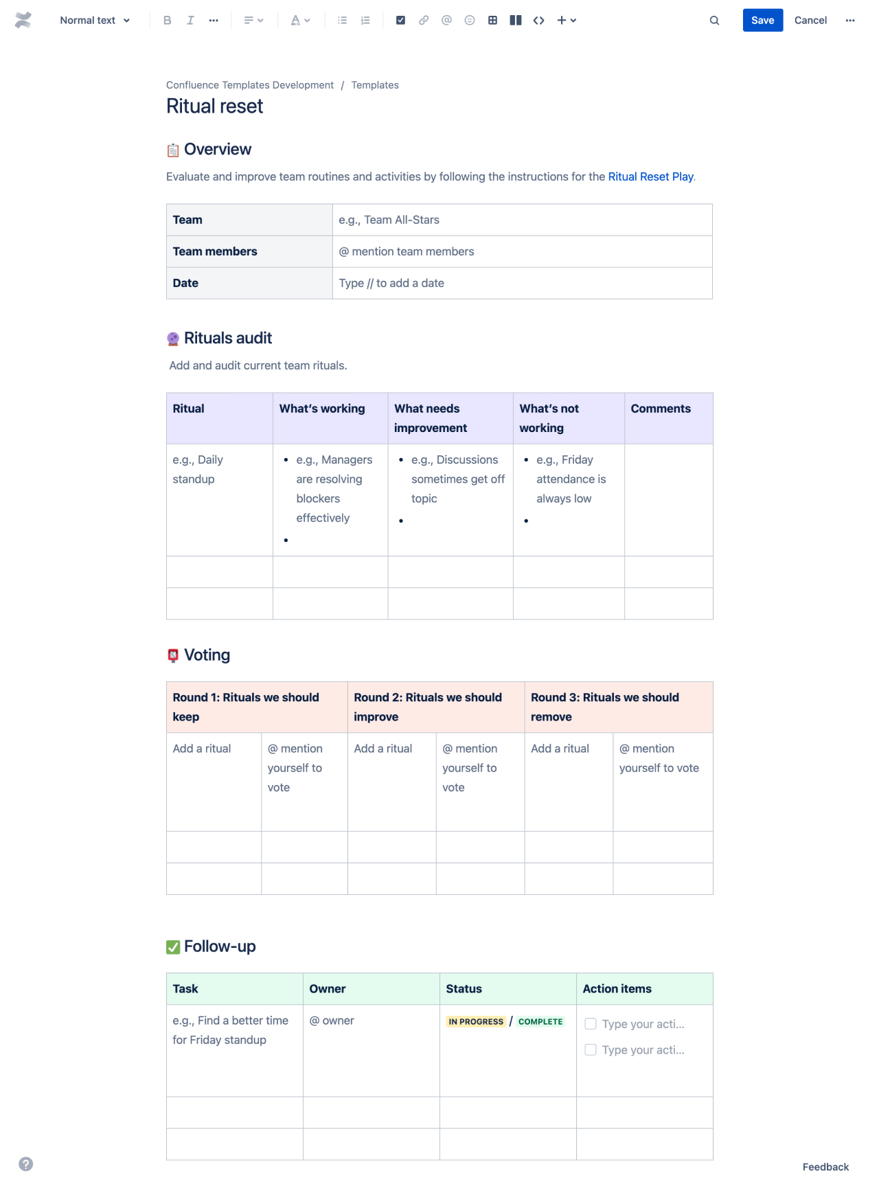 Ritual reset template | Atlassian