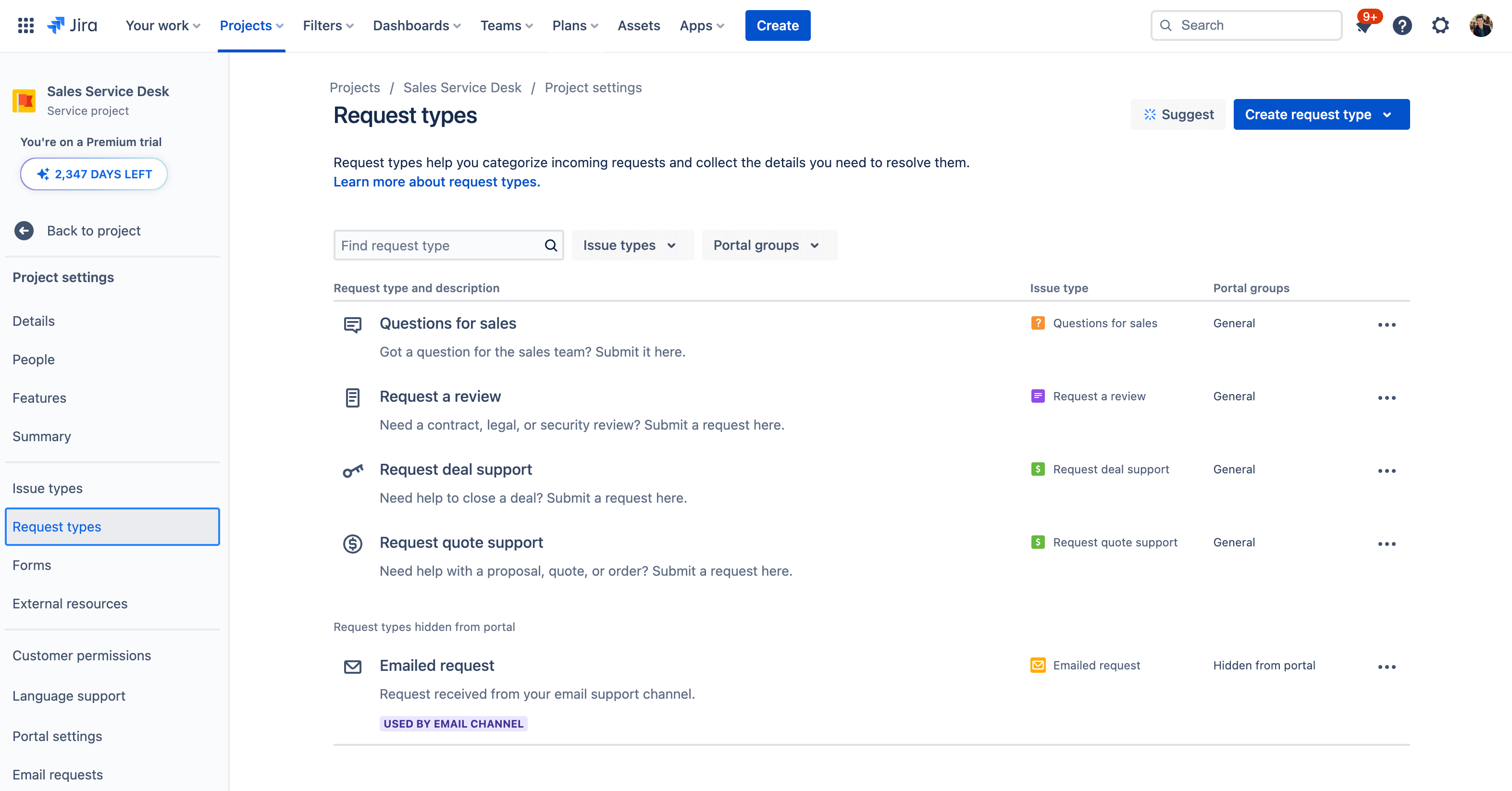 영업 서비스 관리 템플릿 | Jira Templates
