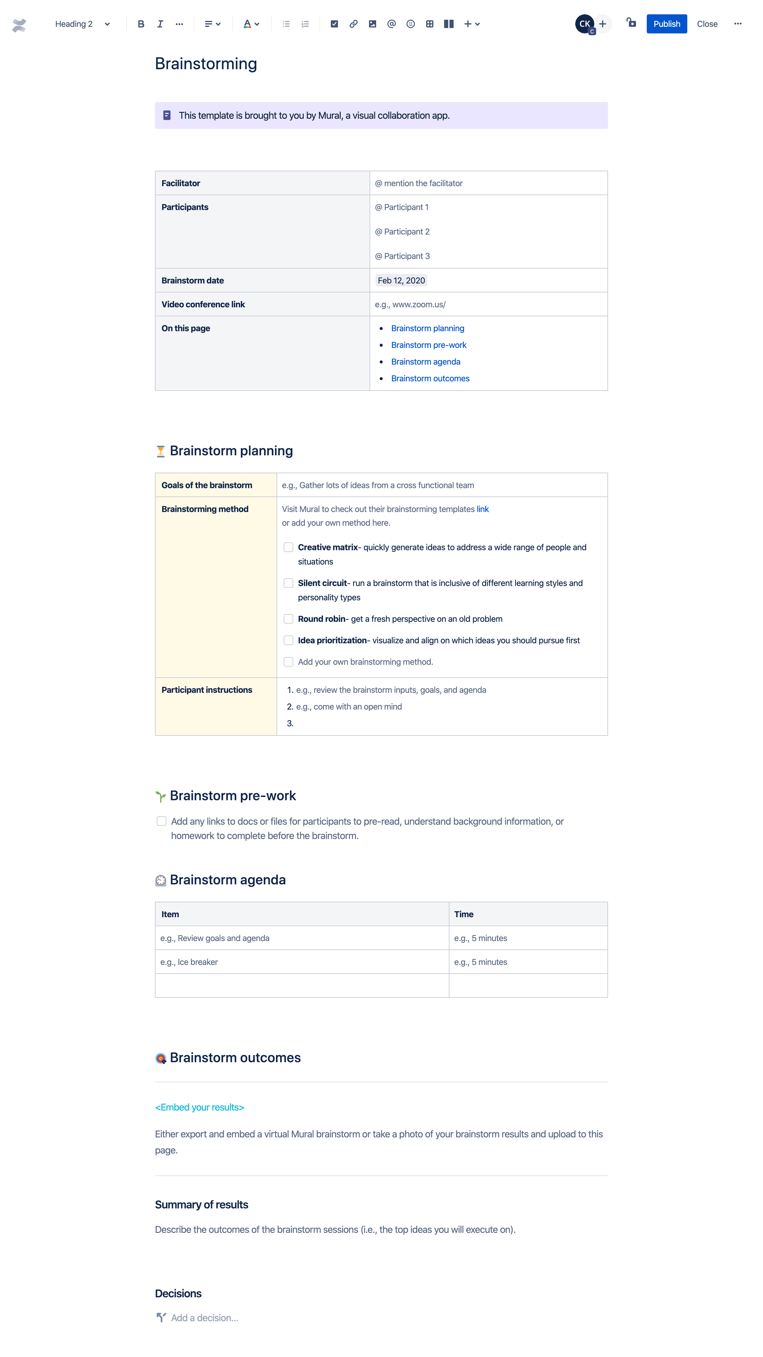 Brainstorming Template | Atlassian