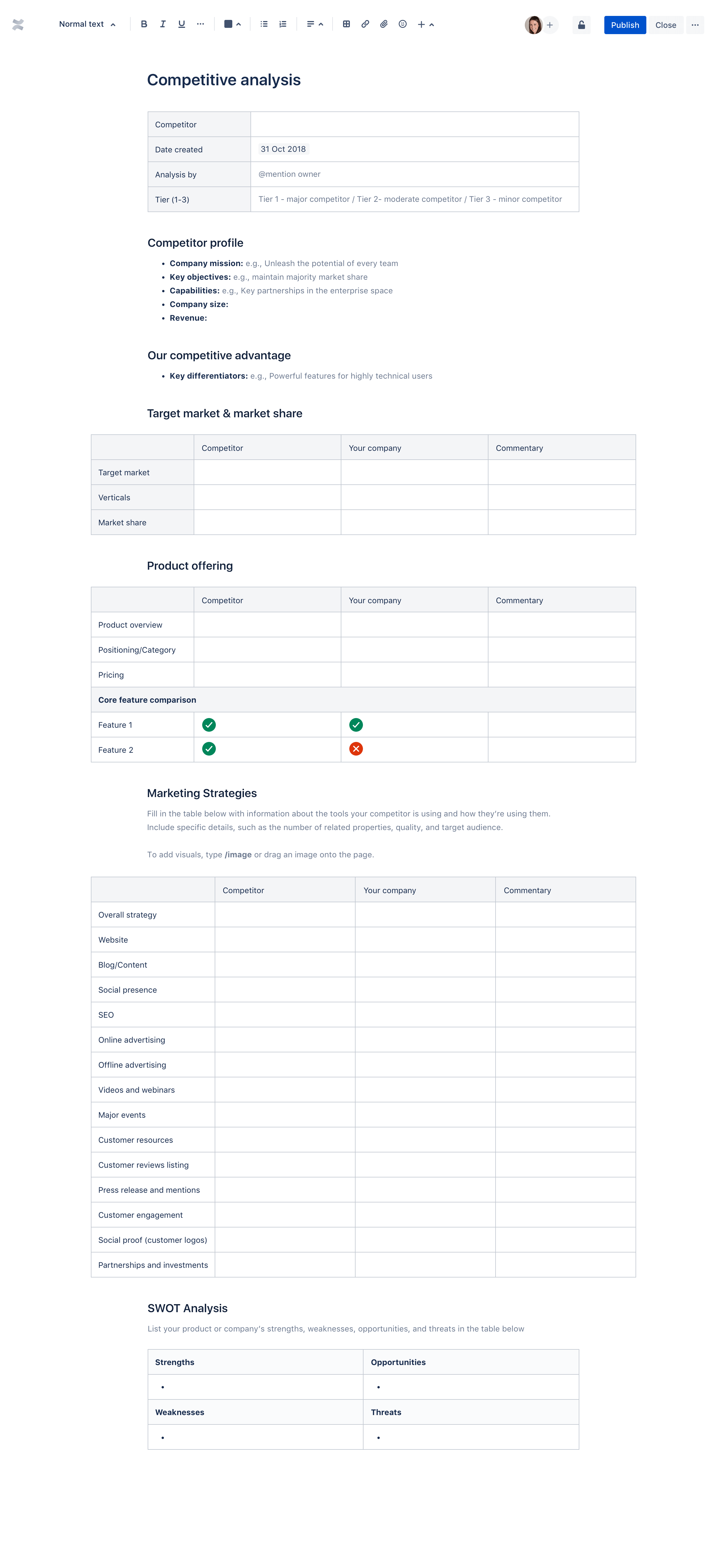 Competitive Analysis template - Confluence | Atlassian