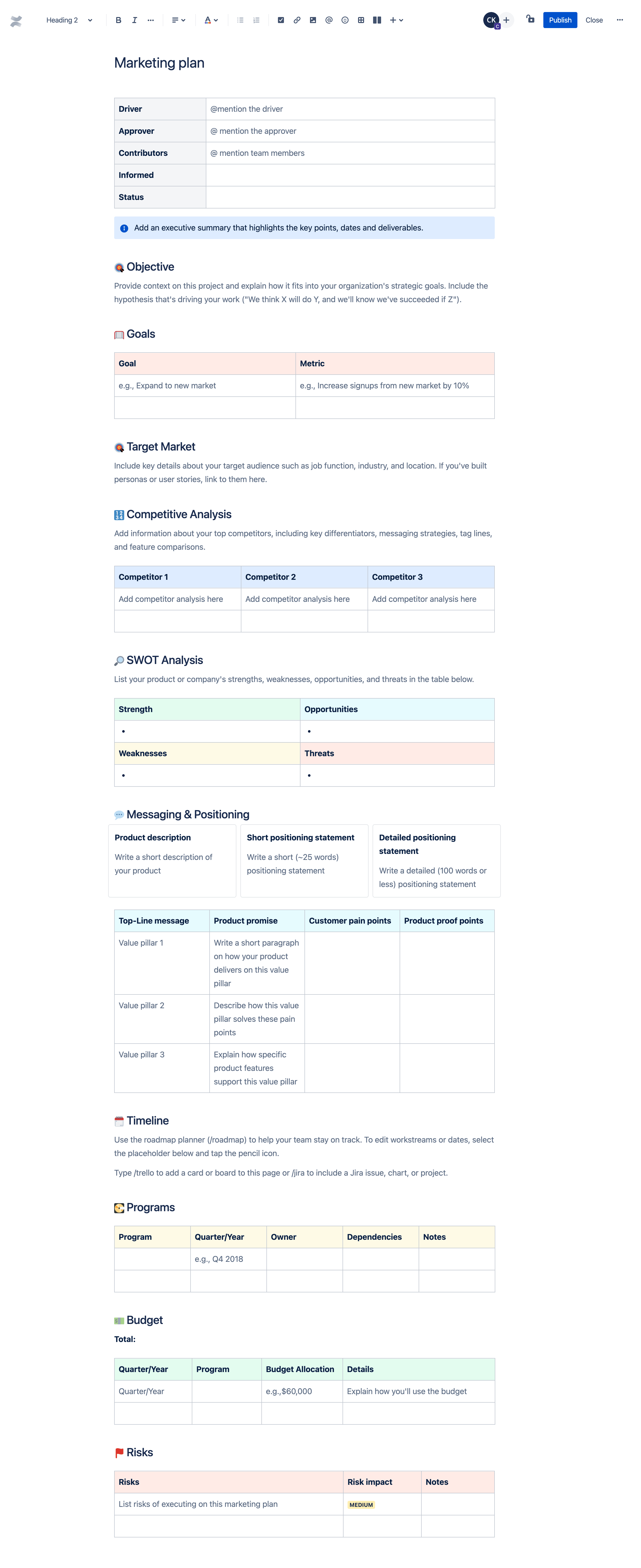 Sjabloon marketingplan | Atlassian