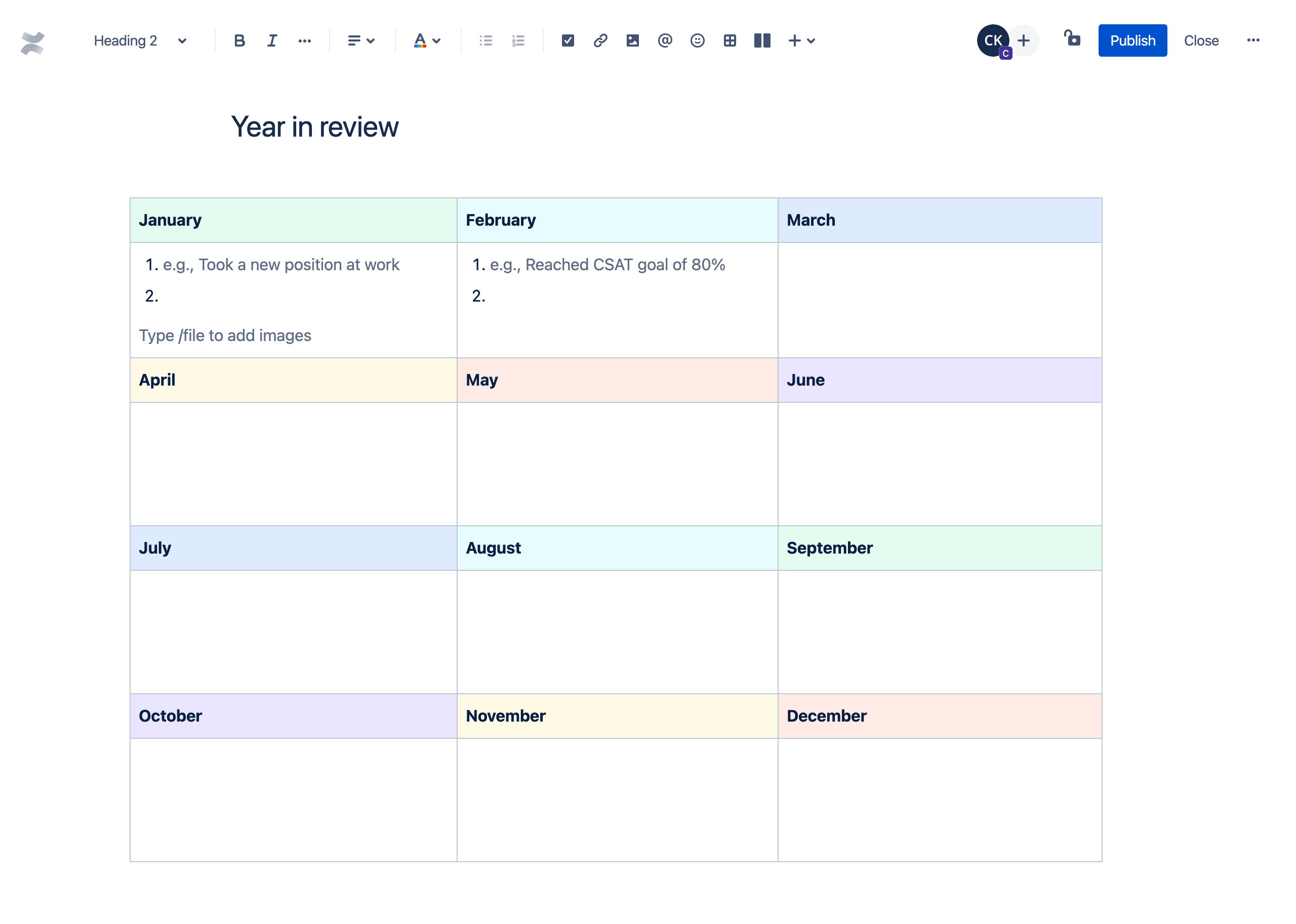 Year in review template | Atlassian