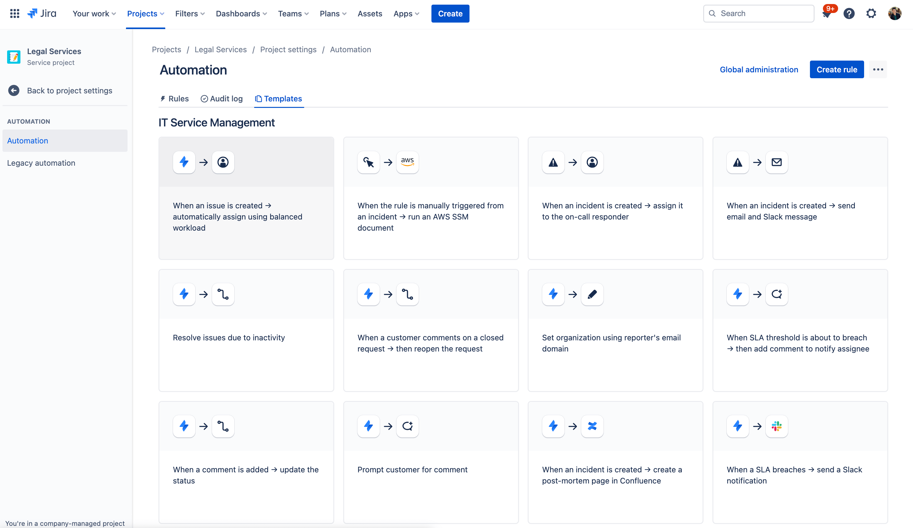 Legal Service Management template | Jira Templates