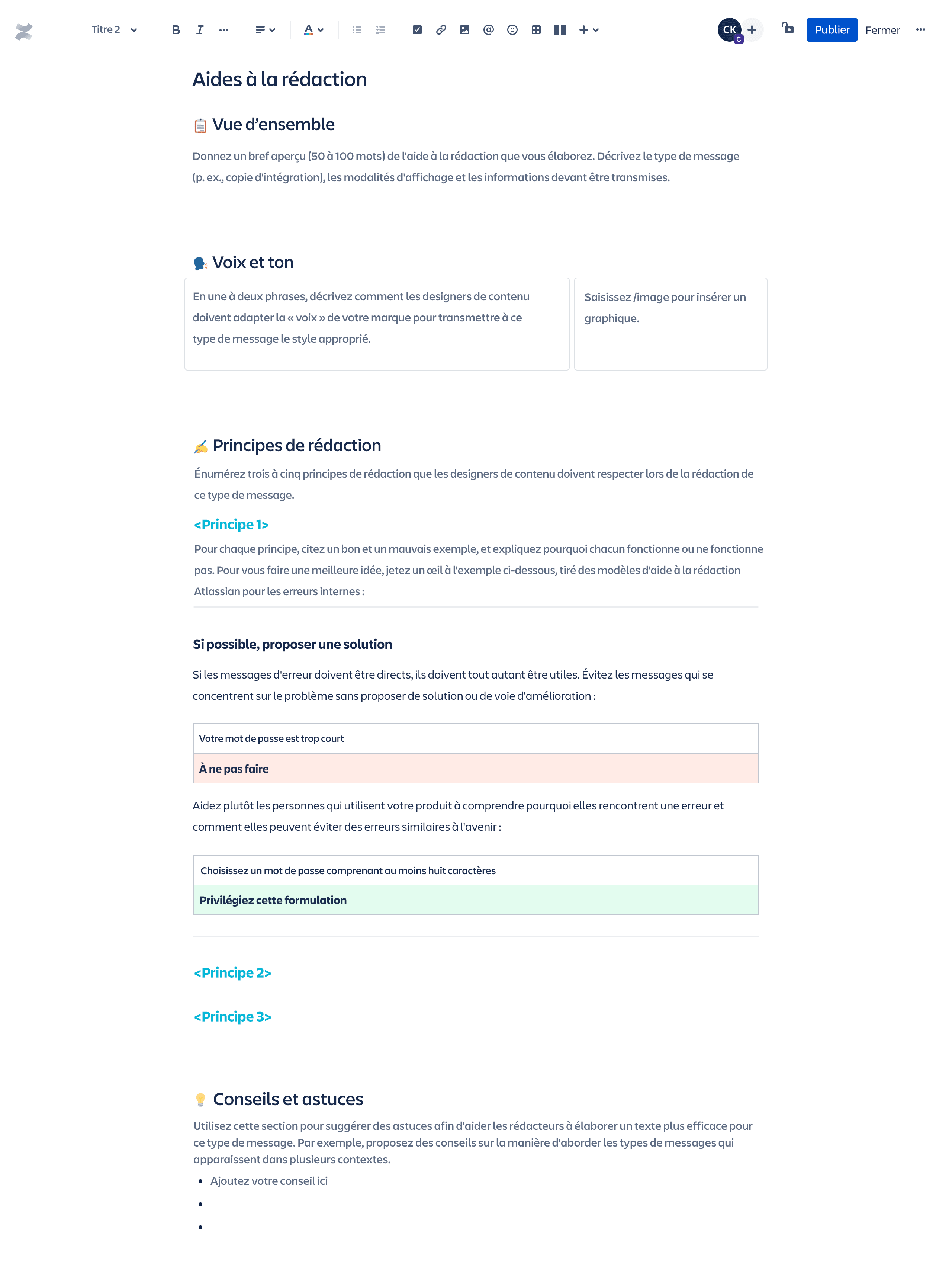 Modèle d'aide à la rédaction | Atlassian