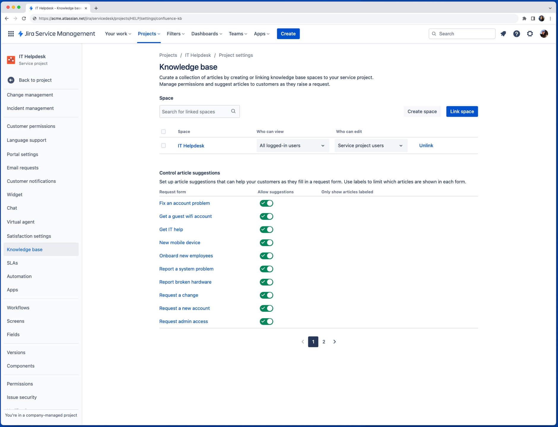 Agent wirtualny Jira Service Management Jira Service Management Cloud
