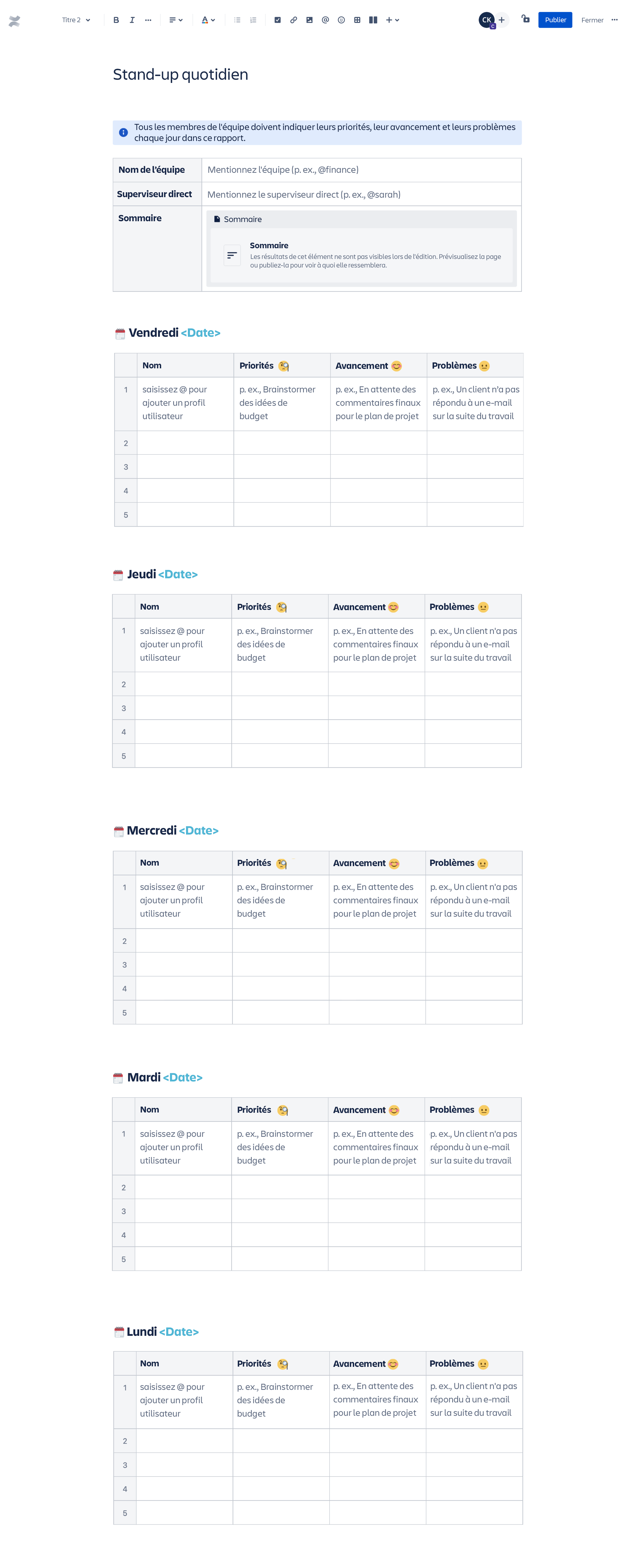 Modèle de stand-up quotidien | Atlassian
