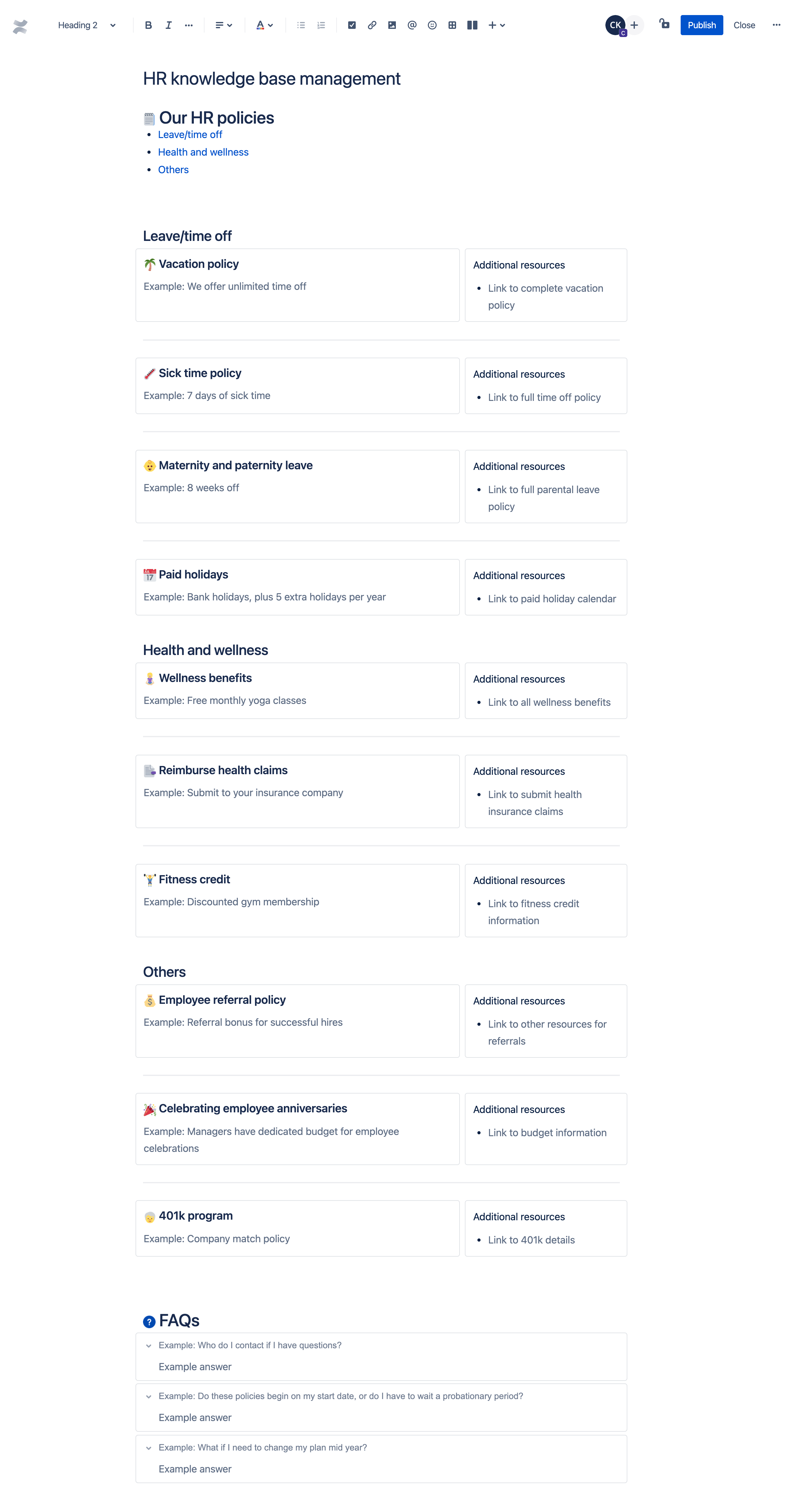 Template de base de conhecimento de RH | Atlassian