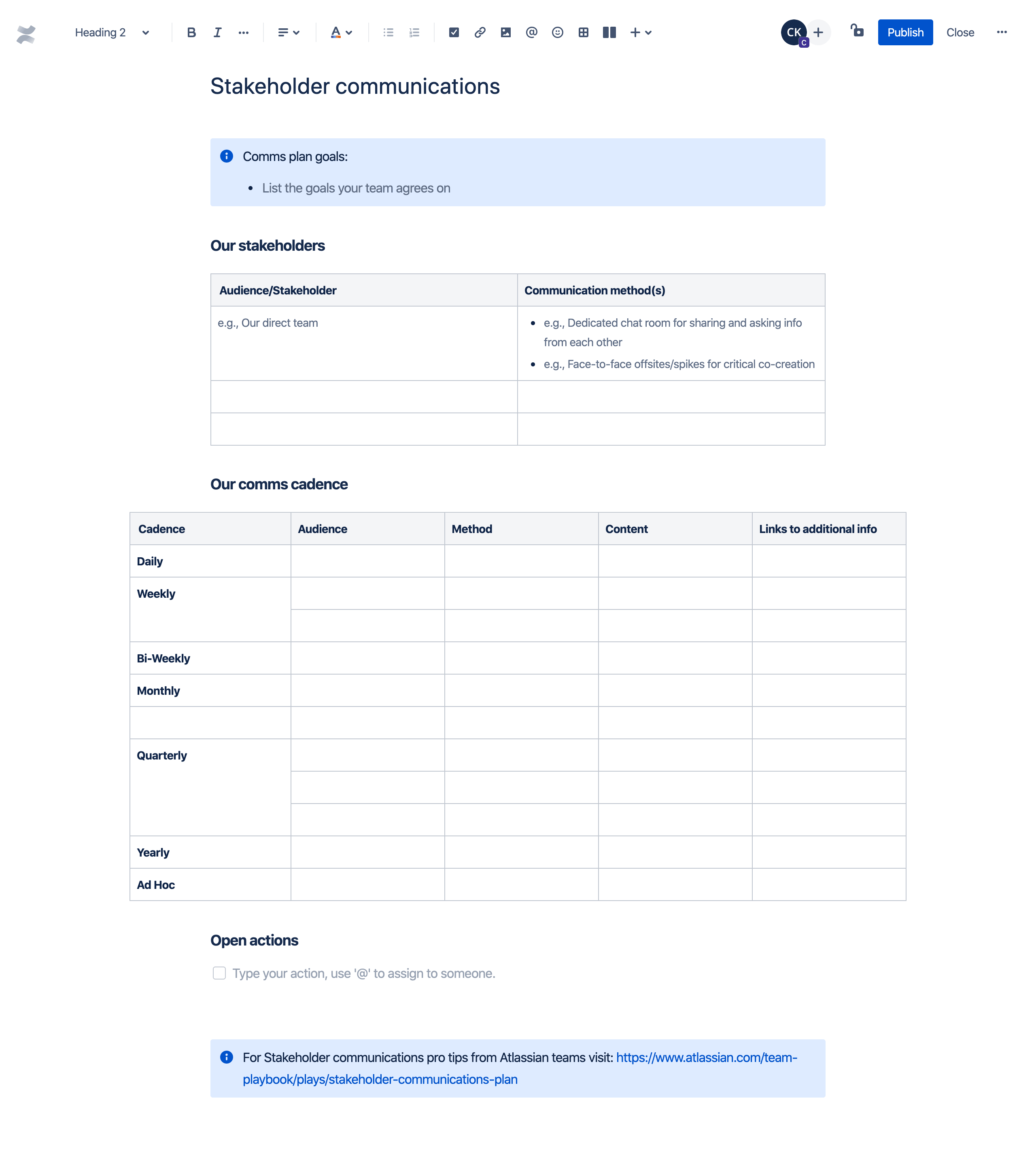 Stakeholder communications template | Atlassian