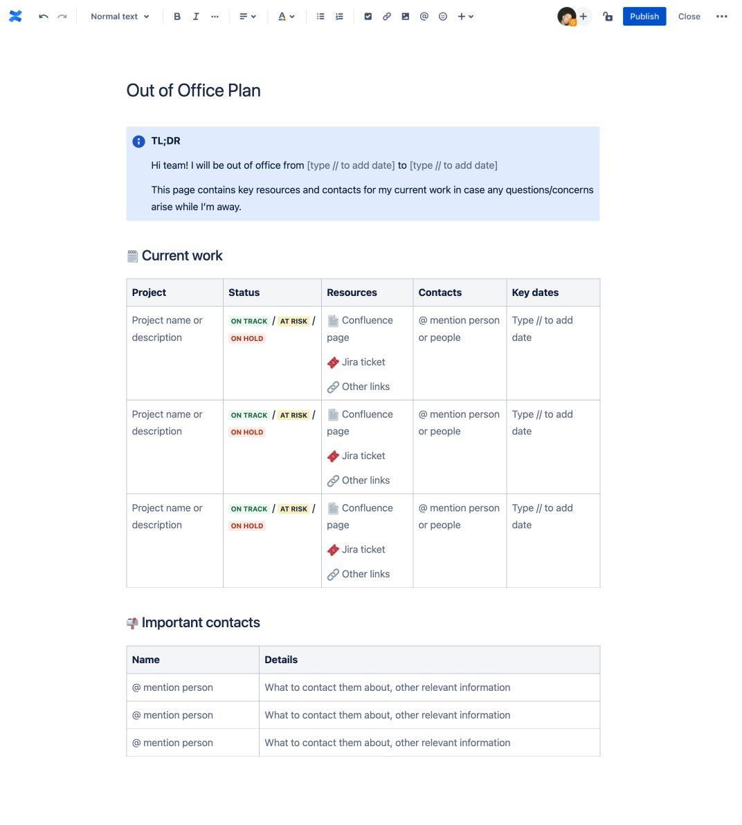 Out of office plan template | Atlassian Out of office plan template | Atlassian